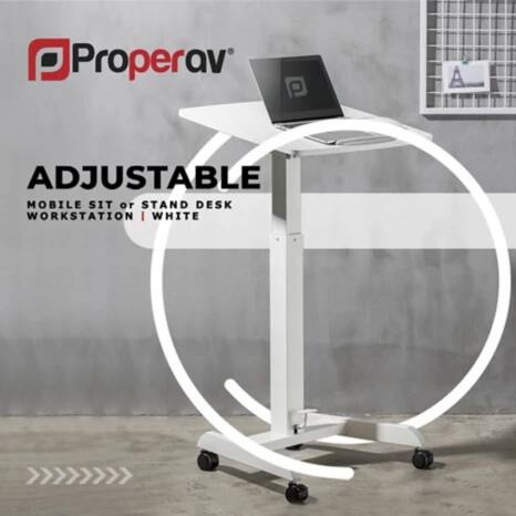 ProperAV Height Adjustable Mobile Workstation 600 x 531 x 1 128 mm Viking Direct UK