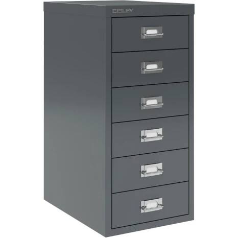 Bisley 29 Series Steel Multi Drawer Cabinet 6 Drawers 279 x 380 x 590 mm Anthracite Grey Viking Direct UK
