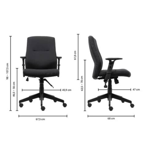 Realspace Stanley Office Chair Knee Tilt Fabric Height Adjustable Armrest and Seat Black 110 kg 675 x 680 x 1 075 mm Viking Direct UK