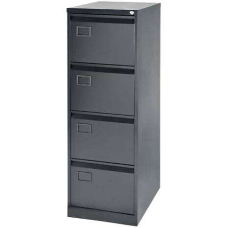 Bisley AOC Steel Filing Cabinet 4 Drawers Lockable 470 x 622 x 1 312 mm Black