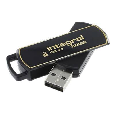 Integral USB Flash Drive 32GB Secure 360 Encrypted USB3.0 32 GB Black ...