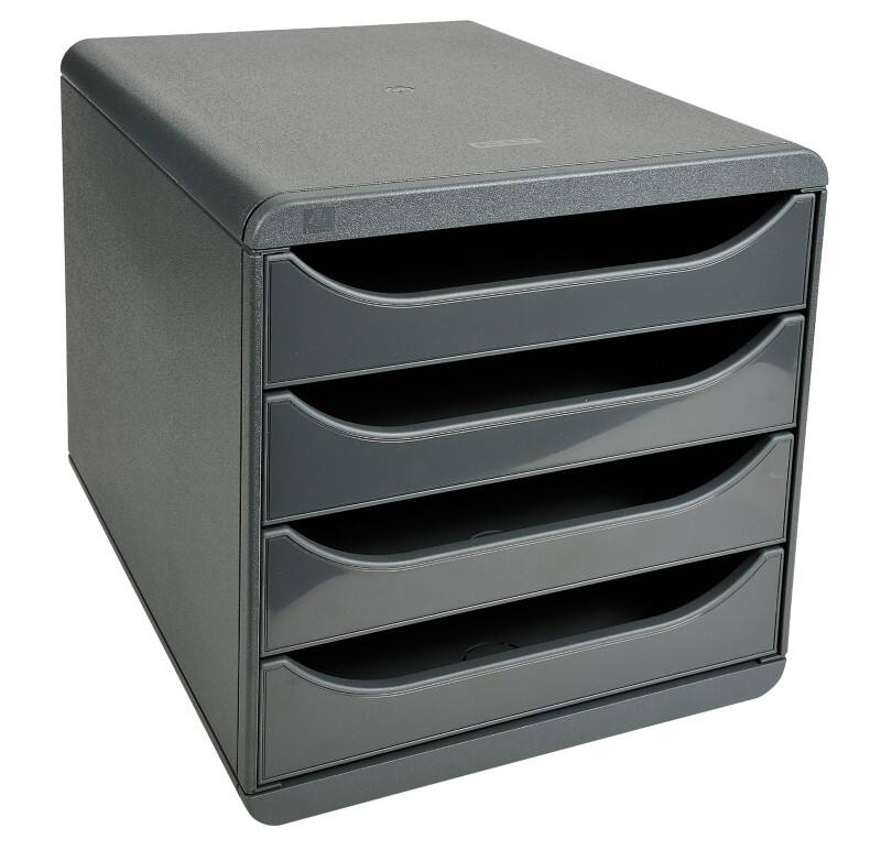 Exacompta Drawer Unit with 4 Drawers Big Box Plastic Dark Grey 27.8 x ...