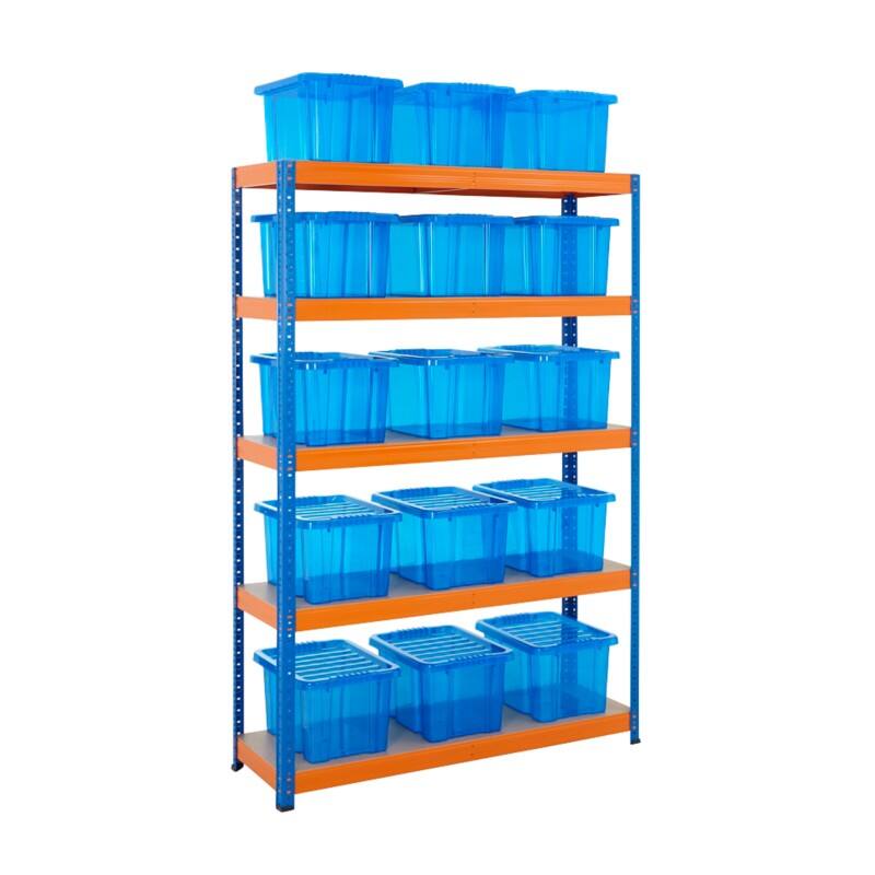 BiGDUG Storage Kit with 5 Levels and 15 Plastic Boxes Steel, Chipboard ...