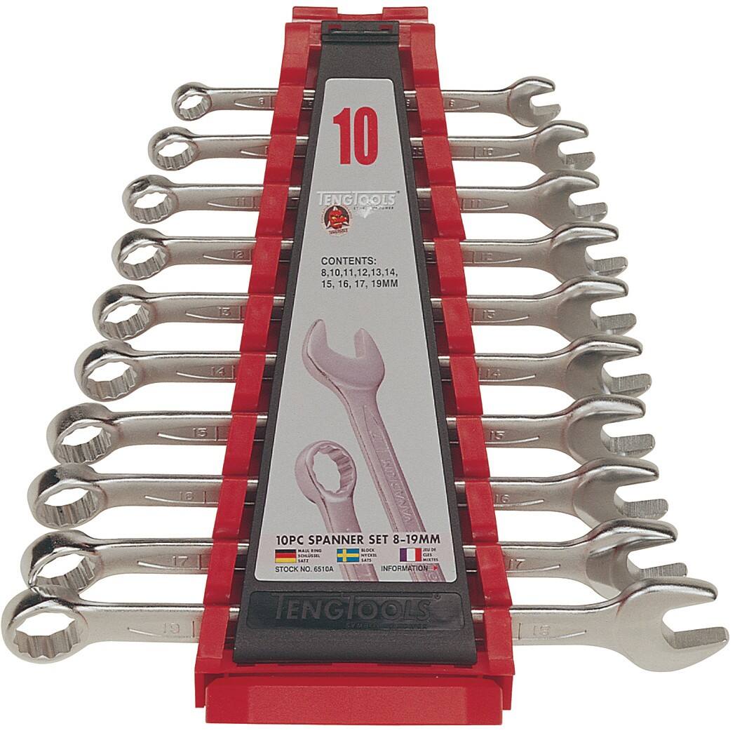 Teng Tools Combination Spanner Set 8-19mm Pack of 10 | Viking Direct UK