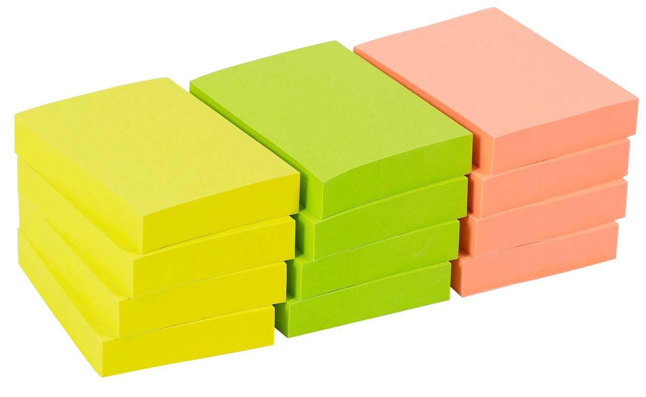 Office Depot Sticky Notes 38 x 51 mm Assorted Neon 12 Pads of 100 ...