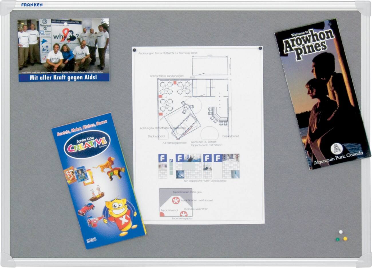 Franken Wall Mountable Notice Board 180 x 120 cm Grey | Viking Direct UK