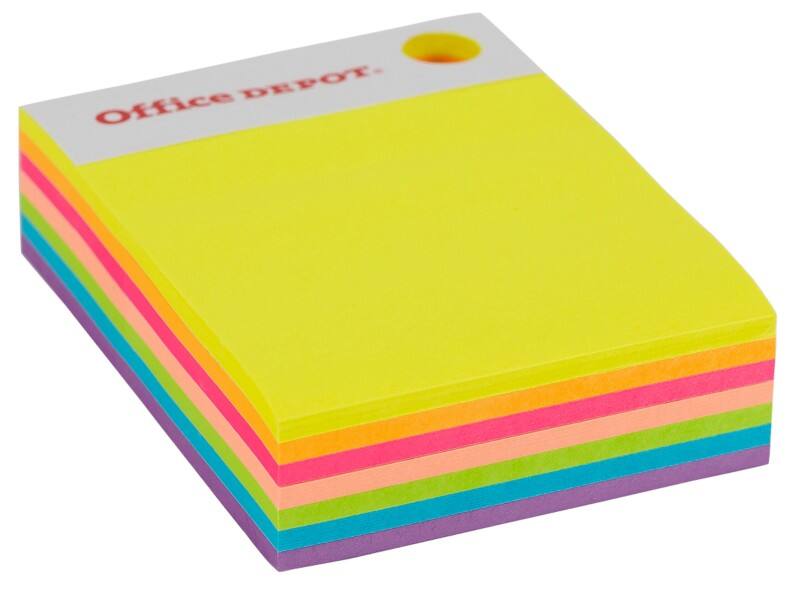 Office Depot Sticky Note Cube 76 x 101 mm Assorted Neon 280 Sheets ...