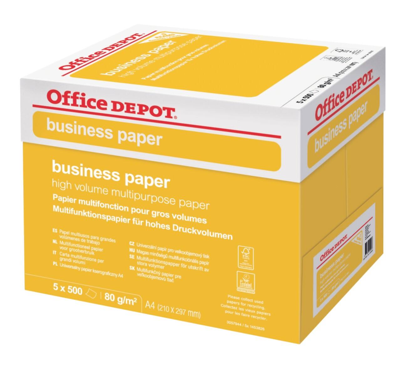 Office Depot Business Printer Paper A4 80 gsm White 5 Packs of 500 ...