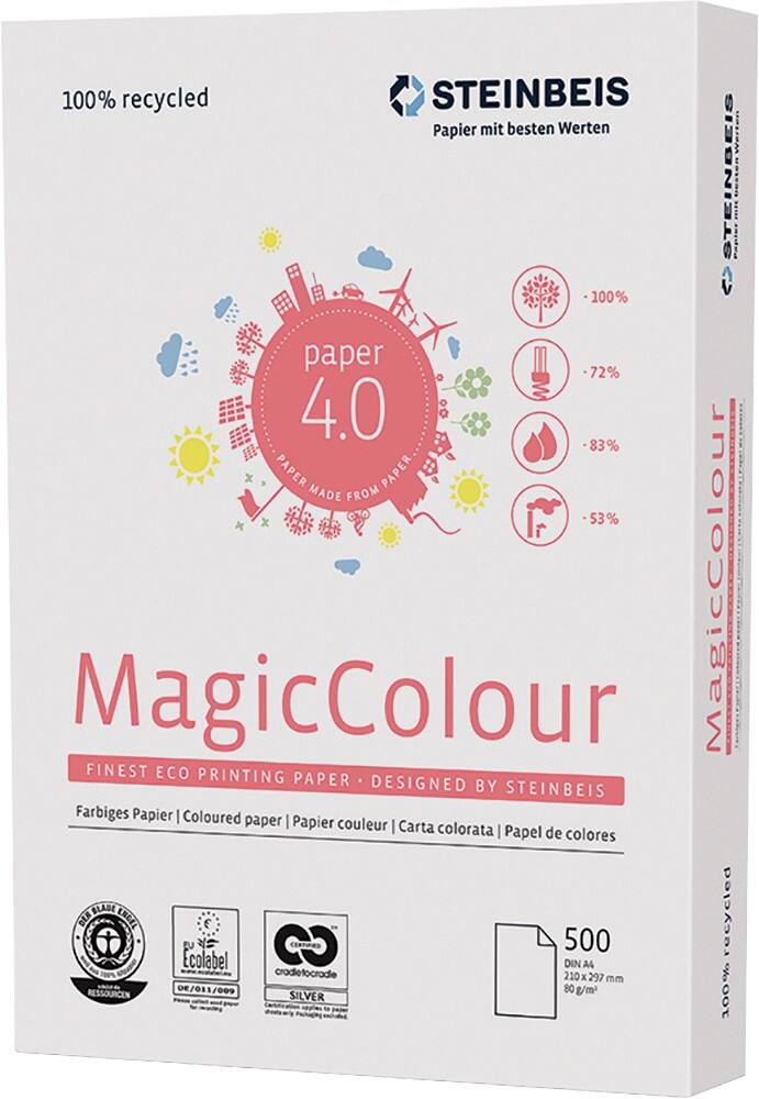Steinbeis Magic Pastel Coloured Printer Paper A4 80 gsm Pink Recycled ...