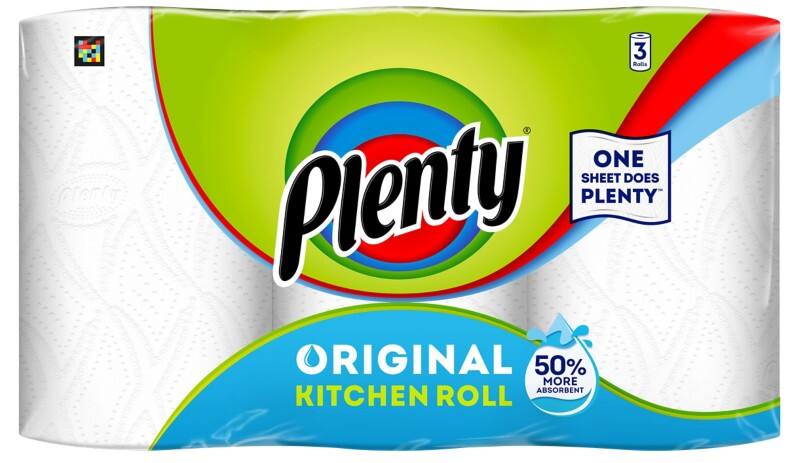 Plenty Kitchen Roll 2 Ply 3 Rolls of 100 Sheets | Viking Direct UK