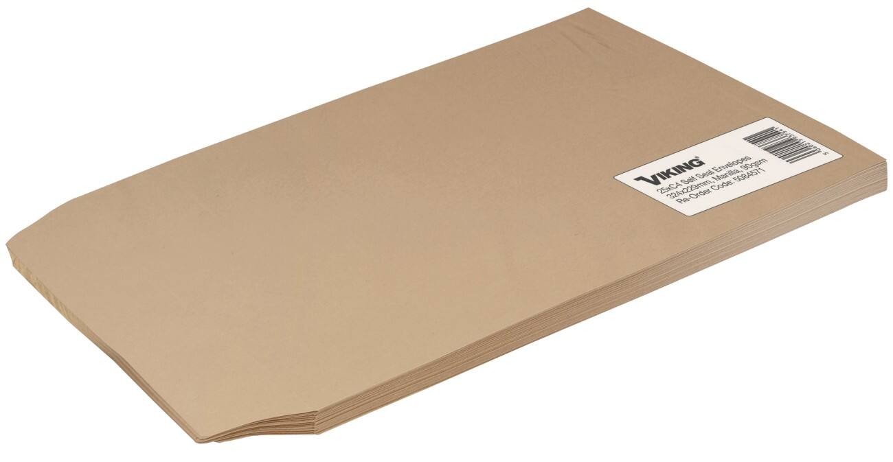 Viking C4 Envelopes 229 x 324mm Self Seal Plain 90gsm Brown Pack of 25 ...