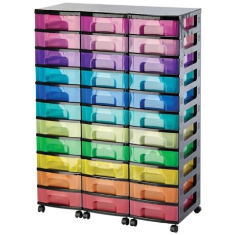 Really Useful Box storage unit black tower with 33 x 7 L rainbow drawers | Viking Direct UK