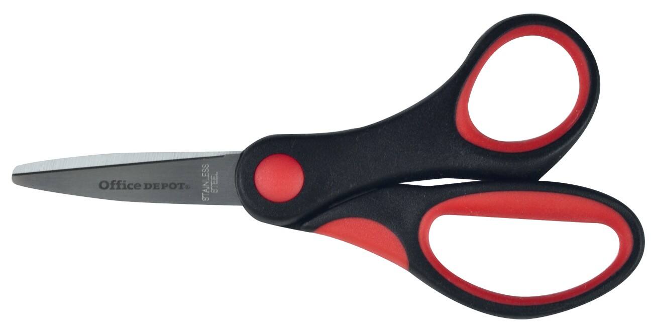 Office Depot Scissors Soft grip Black, Red 130 mm | Viking Direct UK