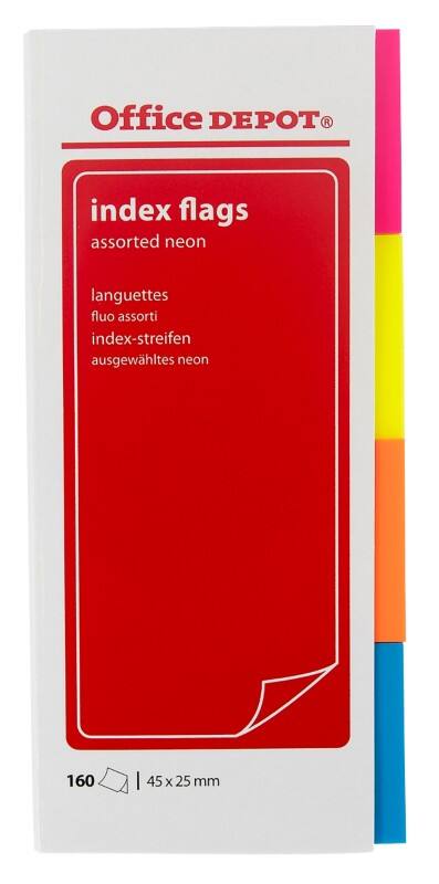 Office Depot Index Flags 25 x 45 mm Assorted 40 x 4 Pack | Viking Direct UK