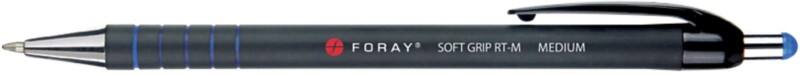 Foray Soft Grip RT-M Retractable Ballpoint Pen Medium 0.5 mm Blue Pack ...