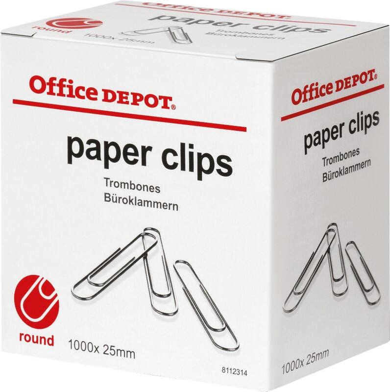 Office Depot Paper Clips Round 25mm Silver Pack of 1000 | Viking Direct UK
