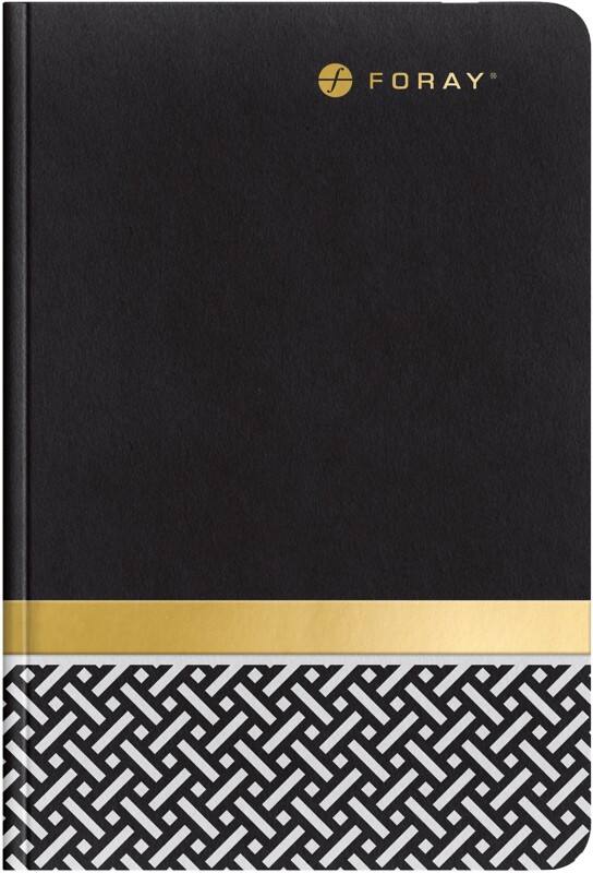 Foray Notebook Elements A5 Casebound Black, Gold Cardboard Cover Ruled ...